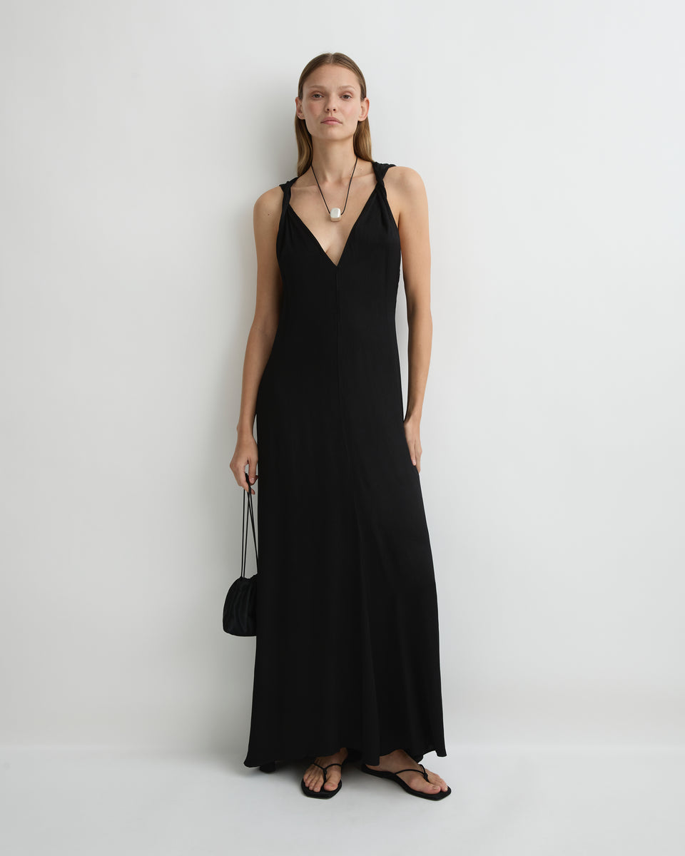 BONDI BORN® | Ardea Twist Shoulder Maxi Dress in Black | Designer ...