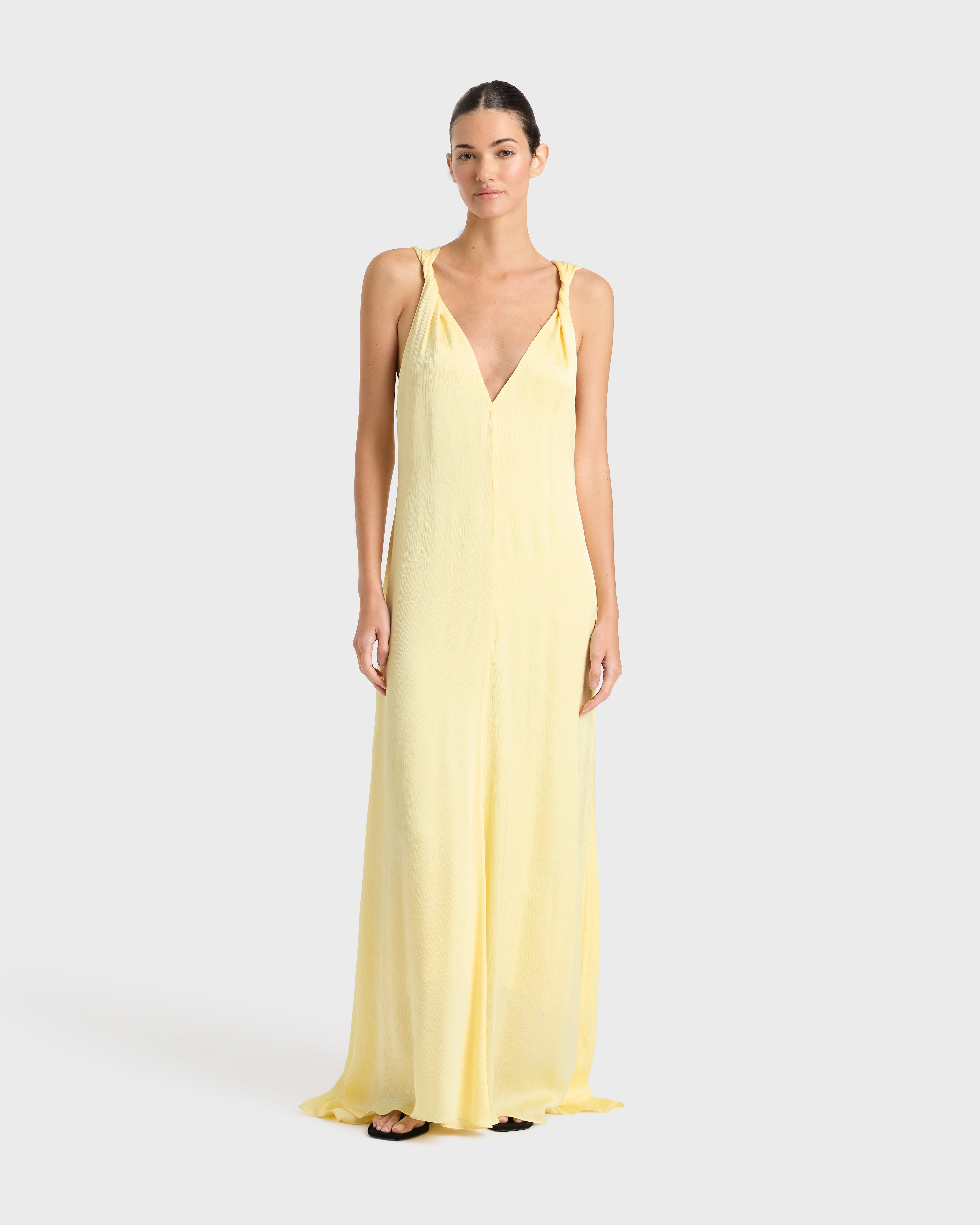 Ardea Twist Shoulder Maxi Dress - Lemon – BONDI BORN INTL