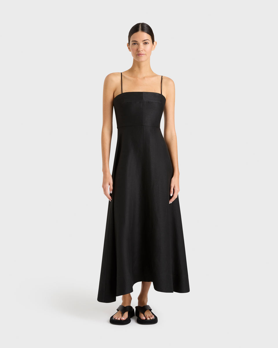 BONDI BORN® Bormio Flared Maxi Dress in Black | Designer – BONDI BORN INTL