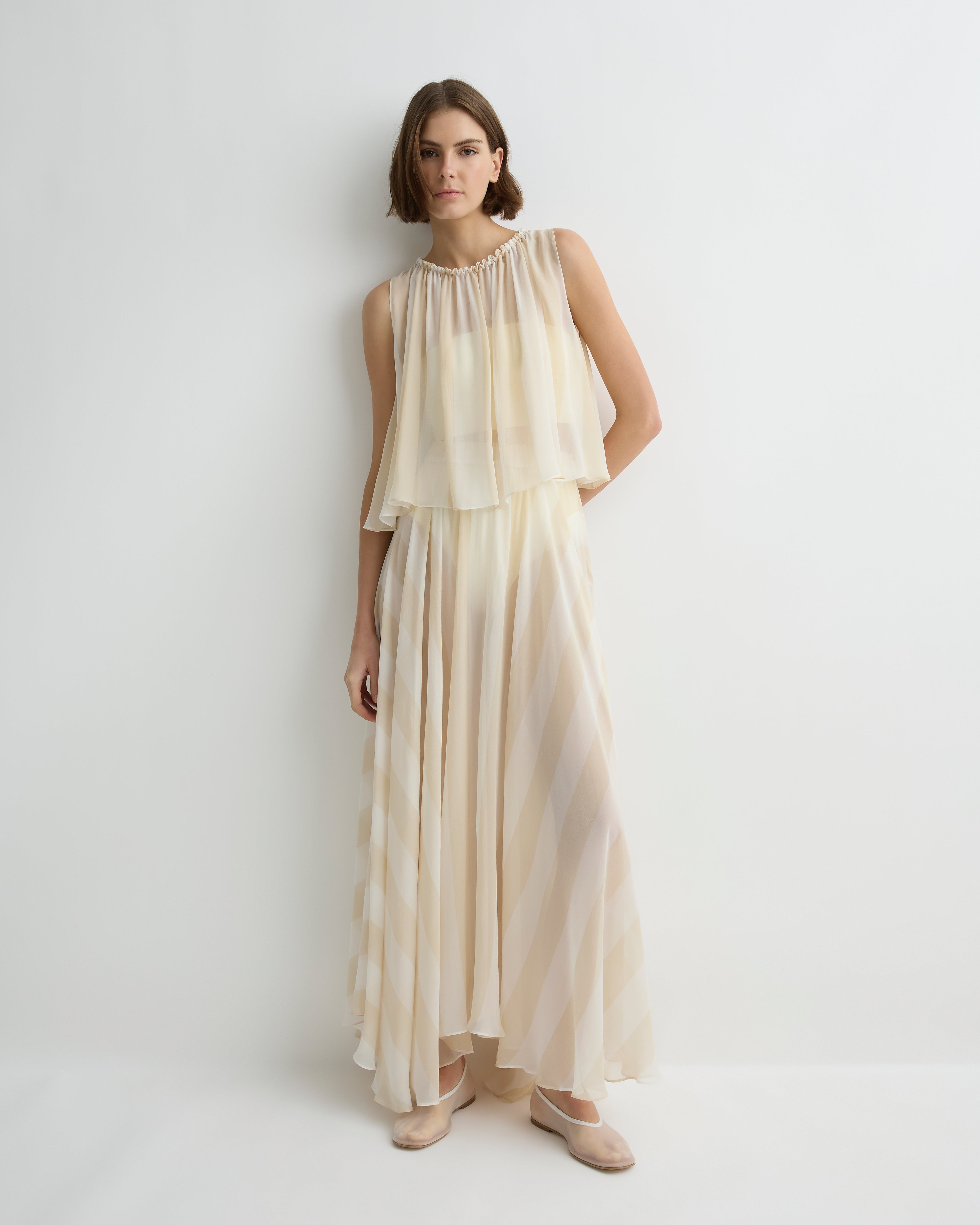BONDI BORN® | Capri Silk Circle Skirt Ecru Stripe | Skirts – BONDI BORN ...