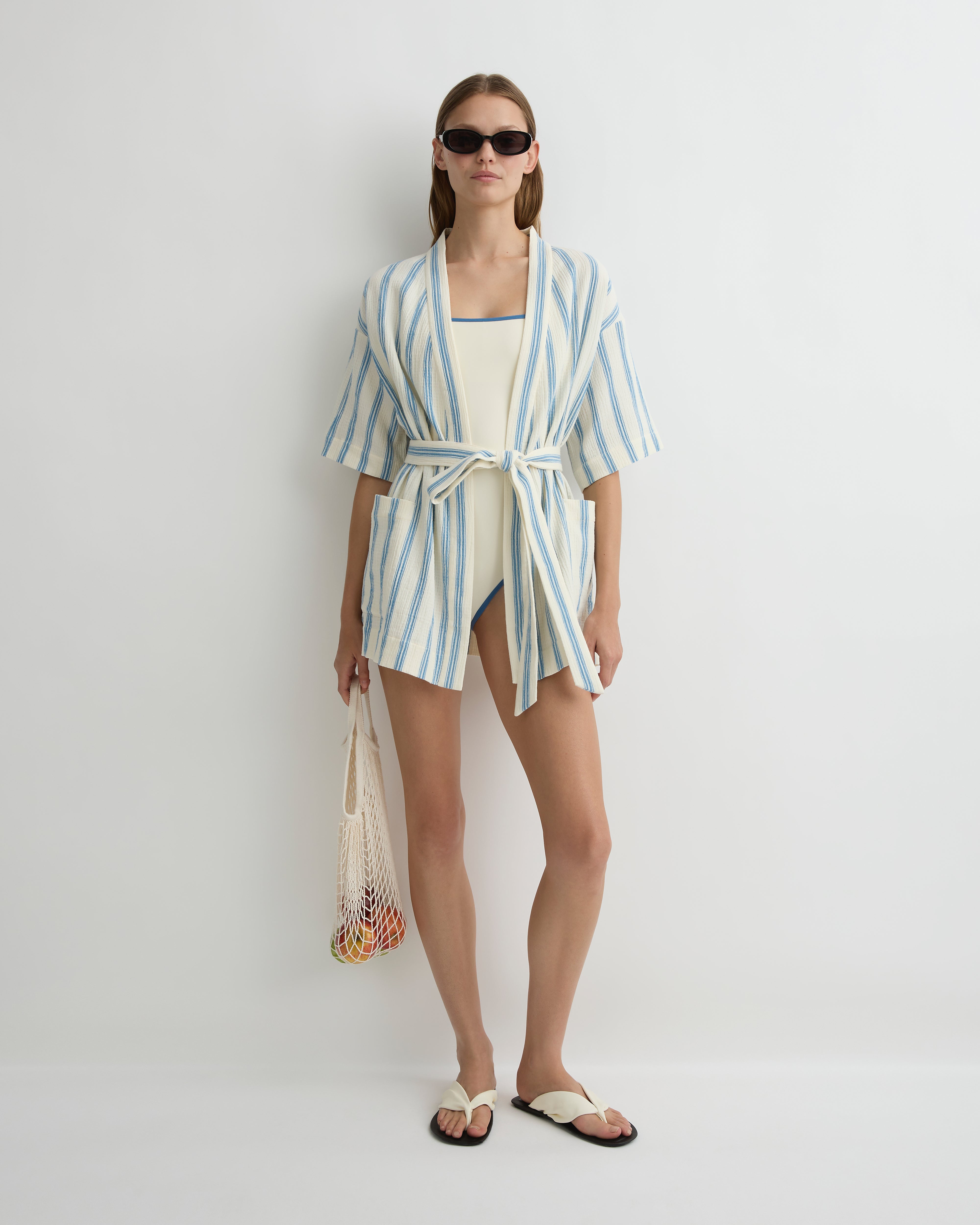 Finn Wrap Tunic Dusk Stripe | BONDI BORN® | Dresses – BONDI BORN INTL