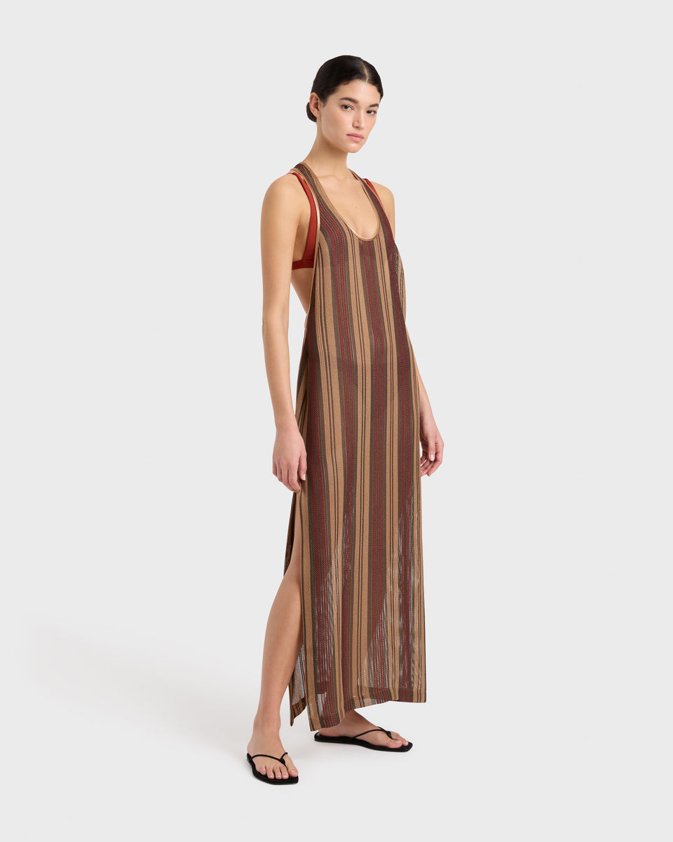 Sana Mesh Tank Dress - Bronze Stripe – BONDI BORN INTL